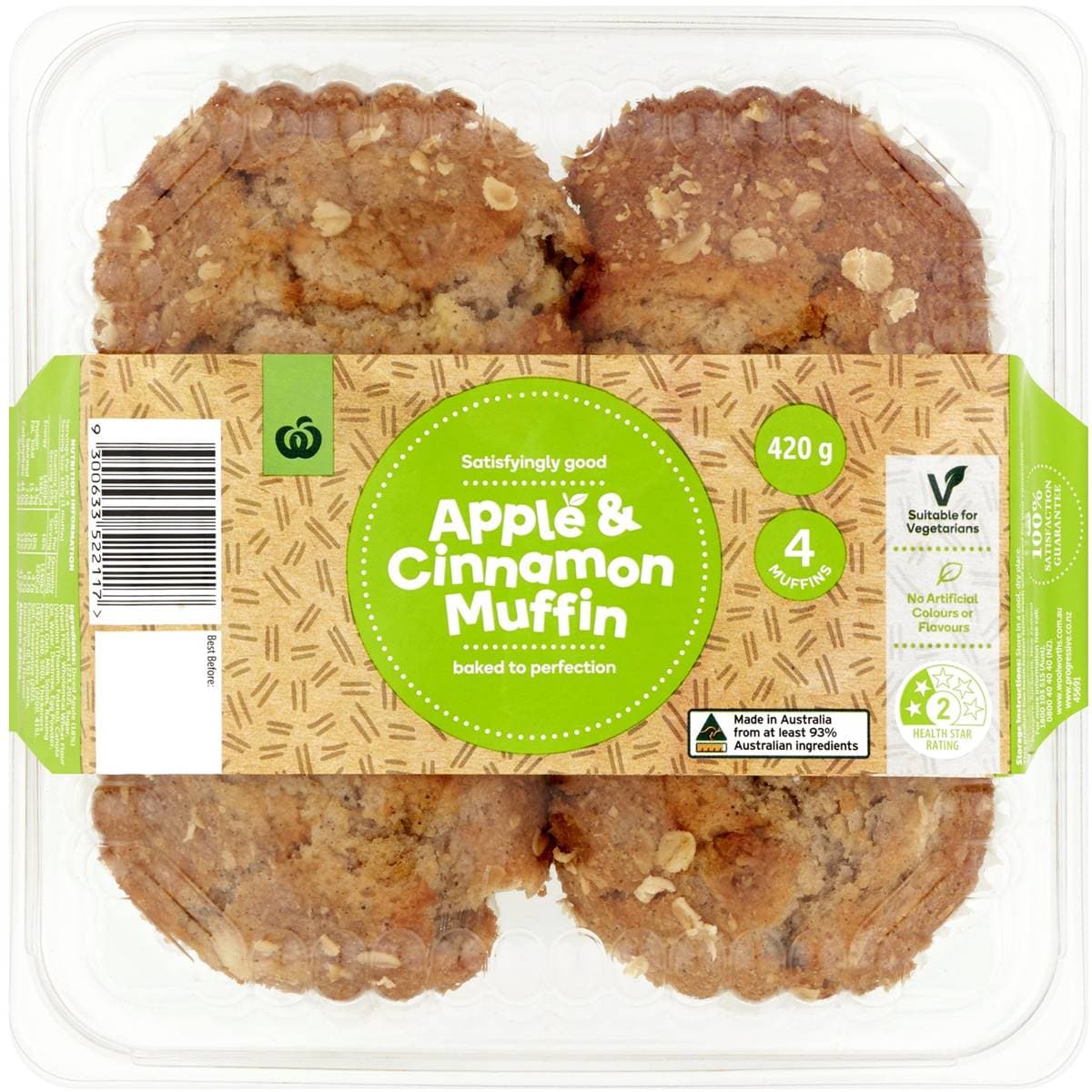 Woolworths Apple & Cinnamon Muffins 4 Pack | Woolworths