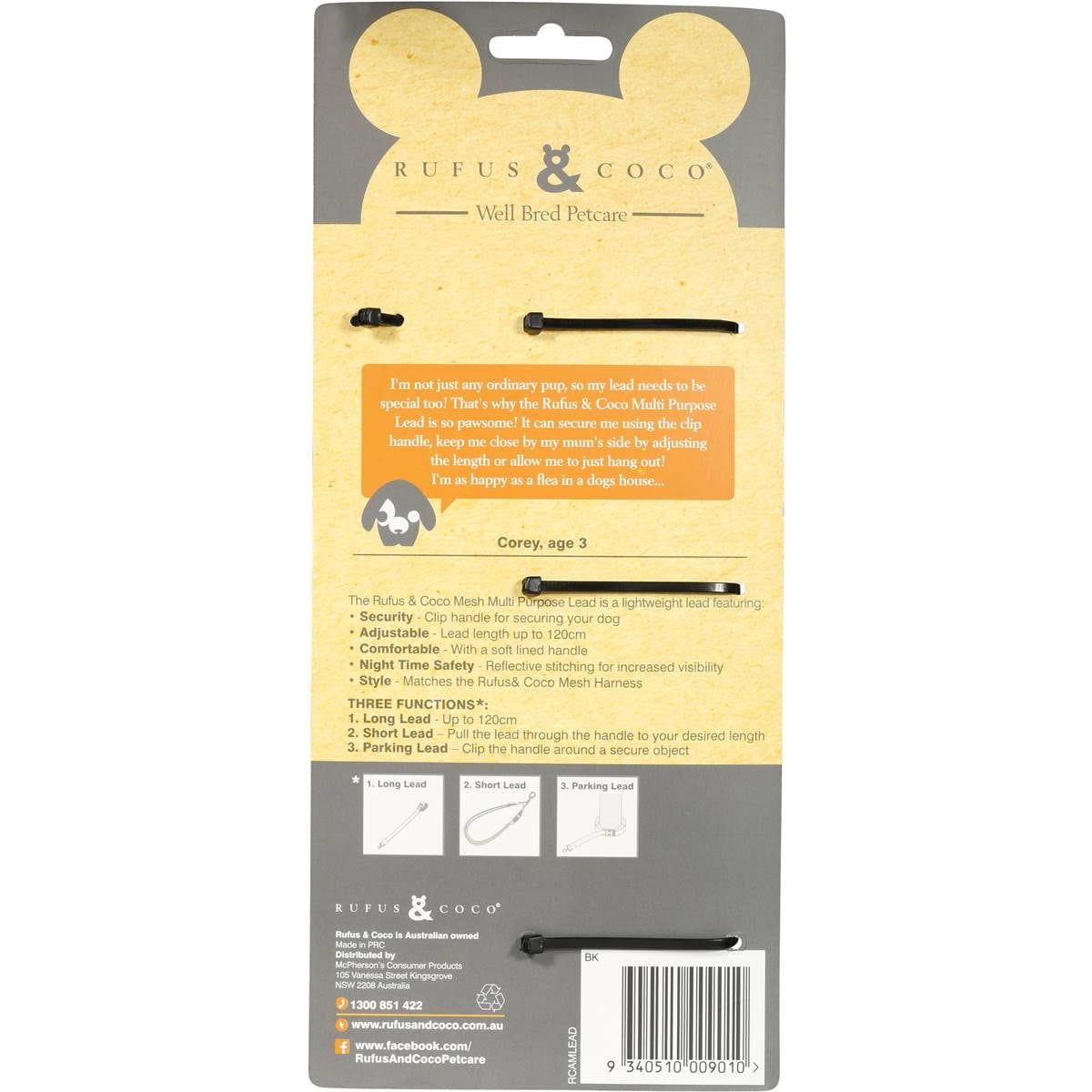 Rufus & Coco Multi Purpose Lead Soft Mesh Each | Woolworths