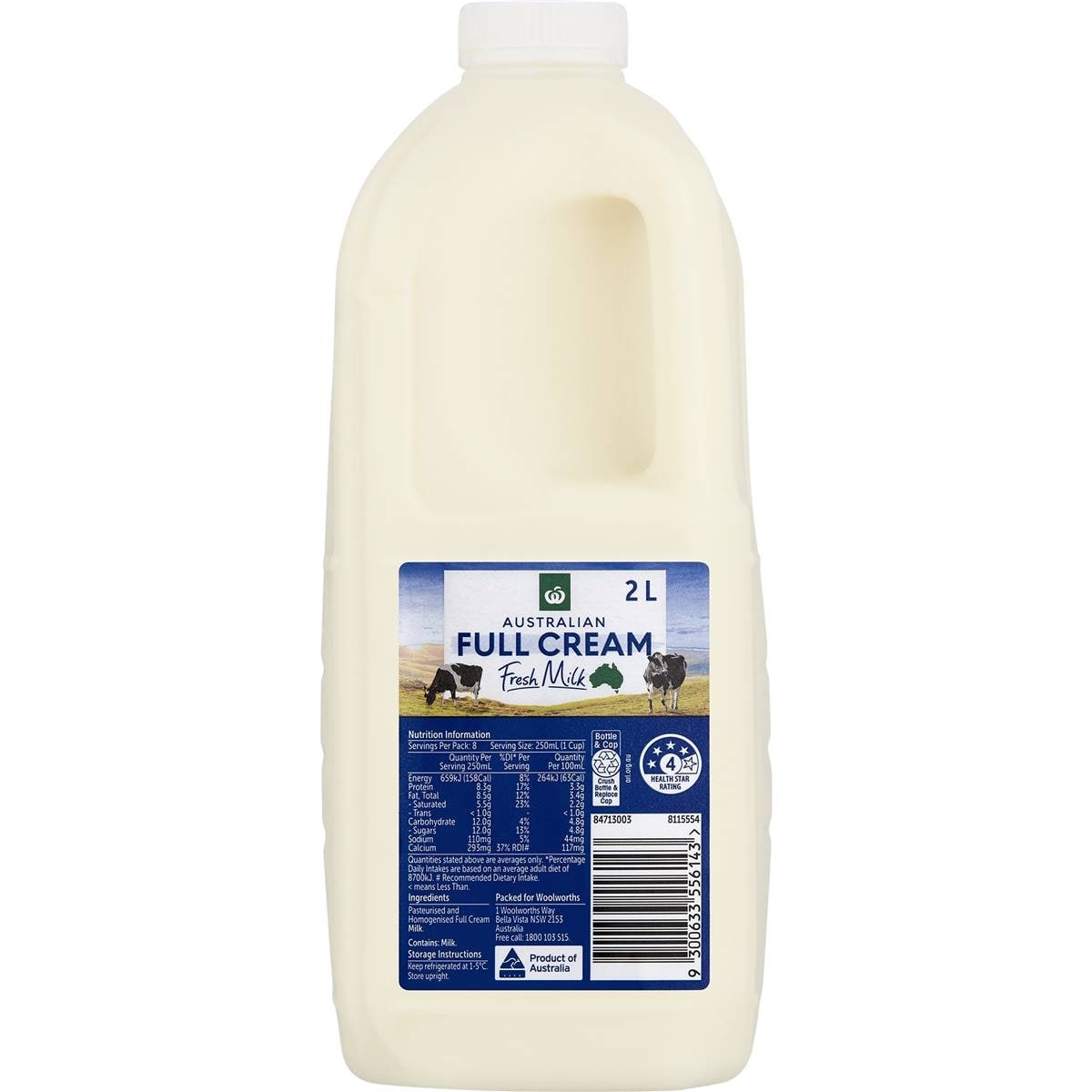 Woolworths Full Cream Milk 2l | Woolworths