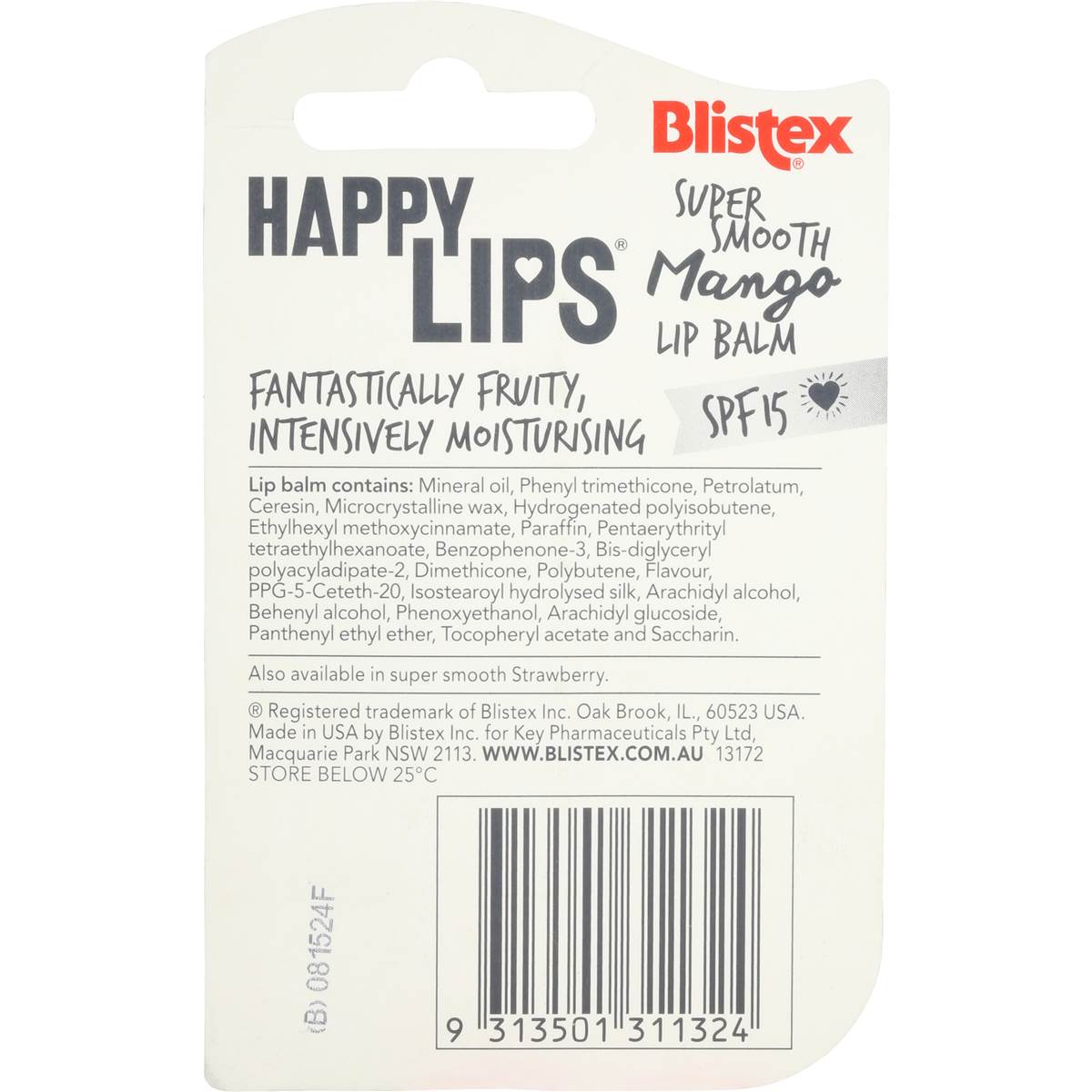 Blistex Happy Lips Super Smooth Mango Lip Balm 3.7g | Woolworths