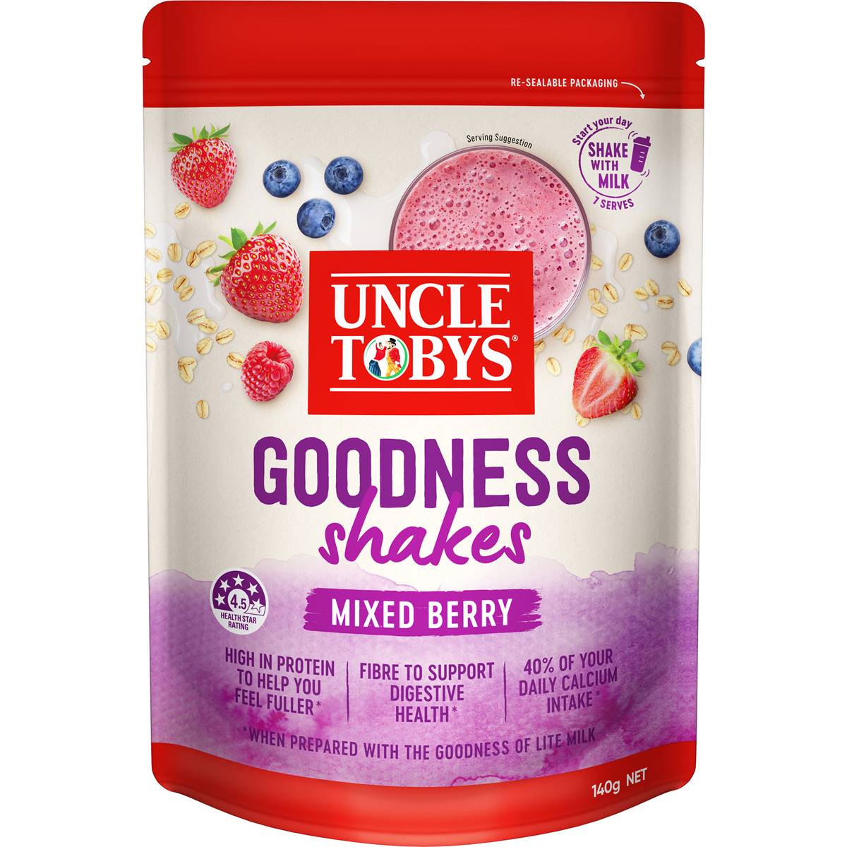 Uncle Tobys Goodness Shakes Mixed Berry 140g | Woolworths