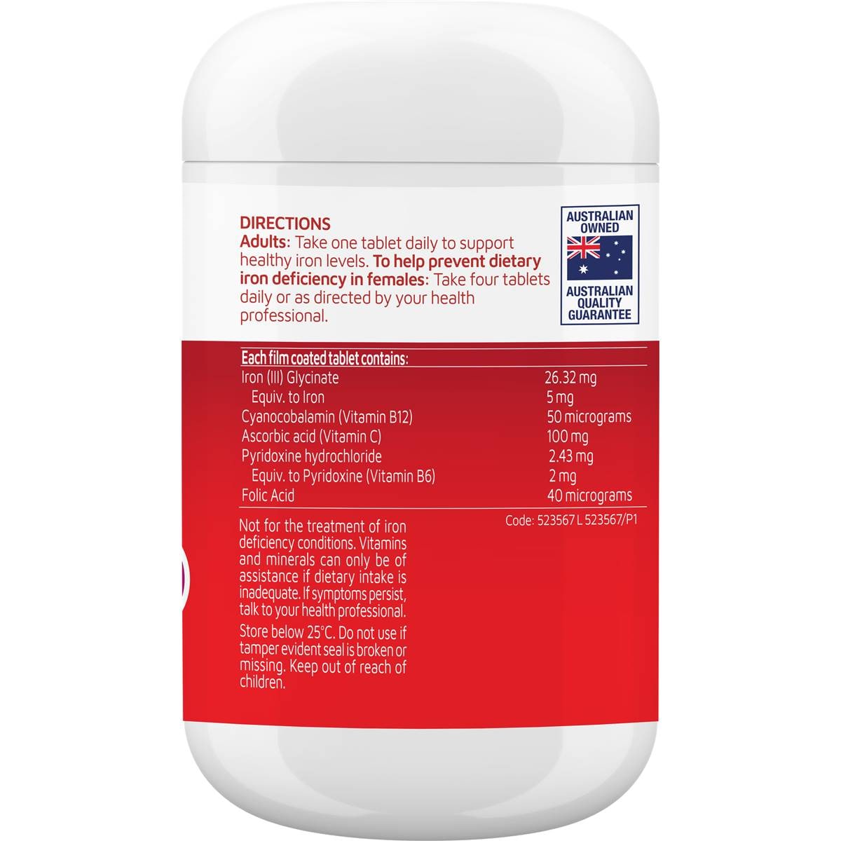 Nature's Way Iron Daily Value Pack Tablets 120 Pack | Woolworths