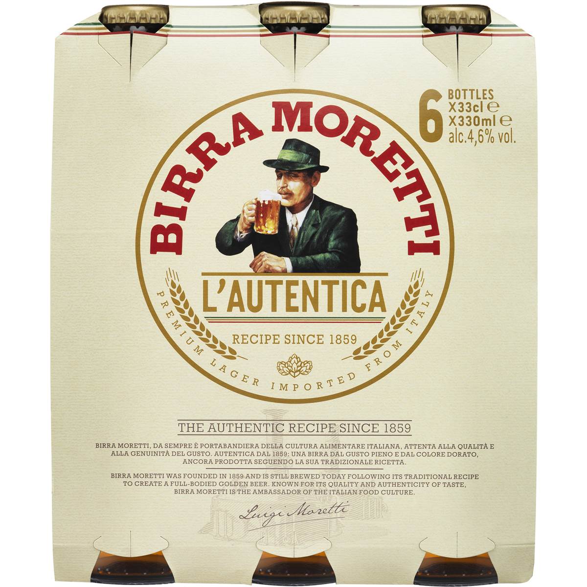 Moretti Lager Bottle 330ml X 6 Pack | Woolworths