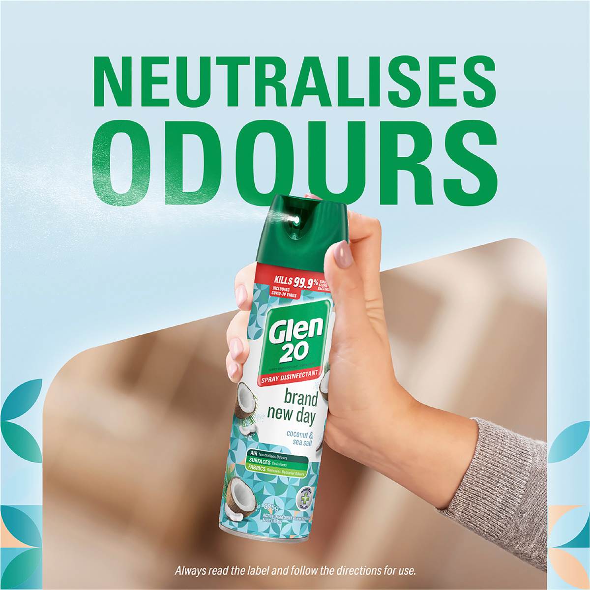 Glen 20 Spray Disinfectant Brand New Day Coconut & Sea Salt 375g ...