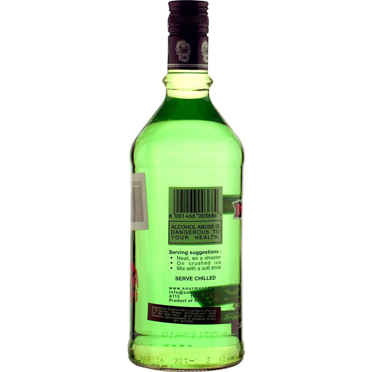 Sour Monkey Liqueur Sour Apple Spirit Cooler 750ml | Woolworths