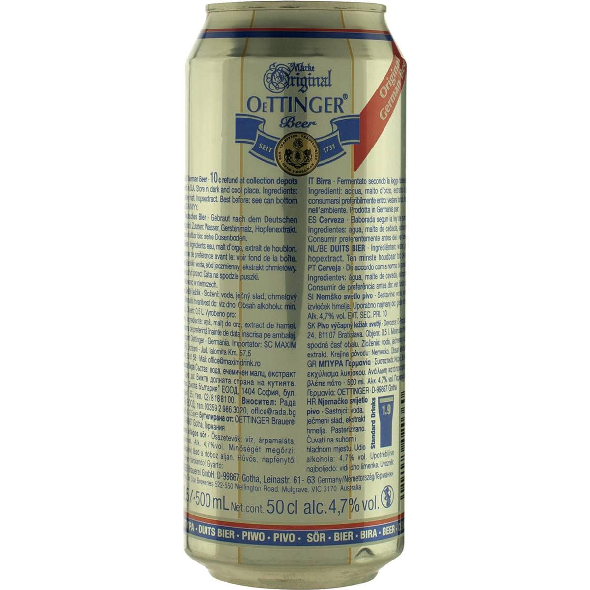 Oettinger Beer Can 500ml | Woolworths