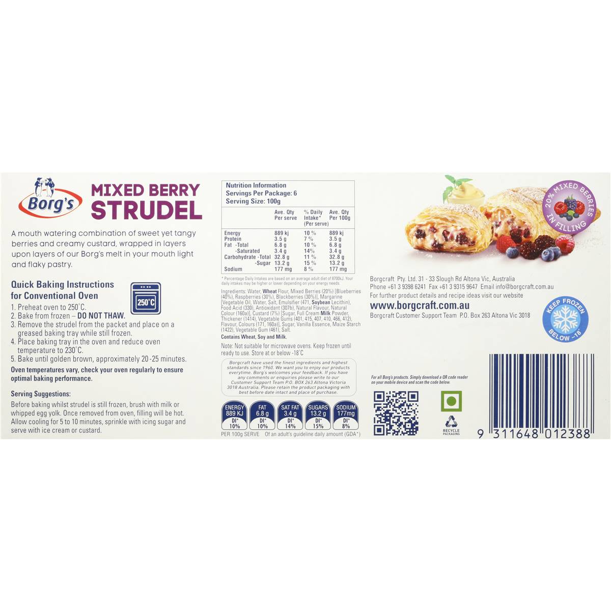 Borg's Mixed Berry Strudel 600g | Woolworths