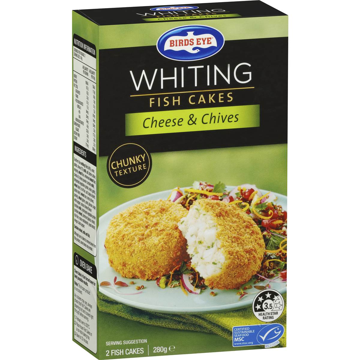 Birds Eye Whiting Fish Cake Cheese & Chive 280g | Woolworths