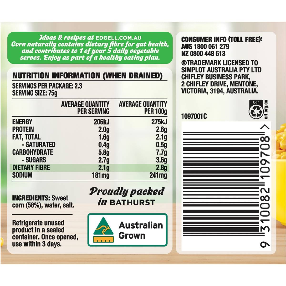Edgell Corn Kernels 300g | Woolworths