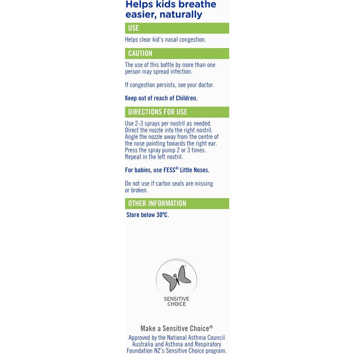 Fess Children's Saline Nasal Spray 20ml | Woolworths