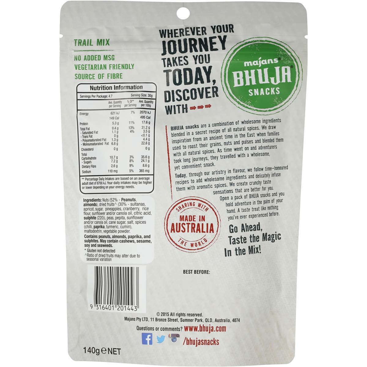 Majans Bhuja Trail Mix 140g | Woolworths