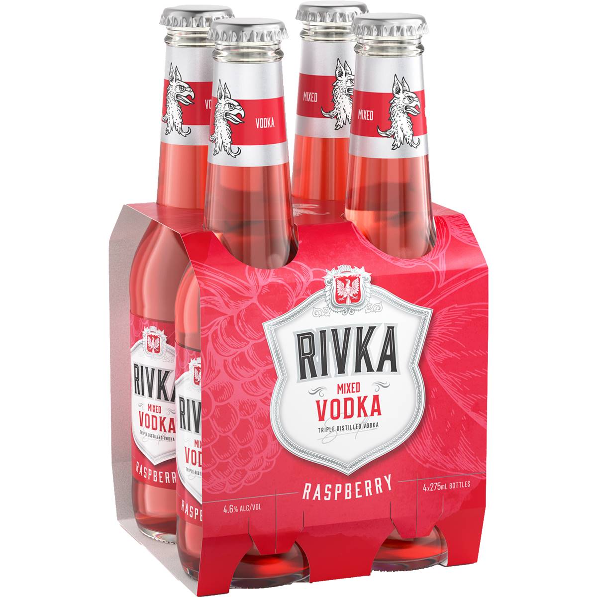 Rivka Vodka & Raspberry Bottle 275ml X 4 Pack | Woolworths