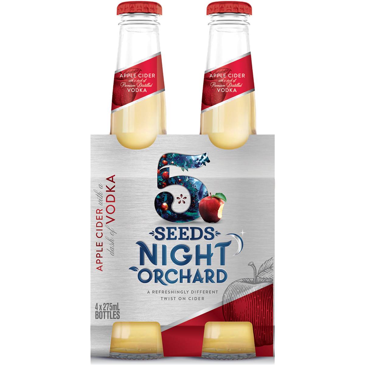 5 Seeds Apple Cider With Vodka Bottles 4x275ml Pack | Woolworths