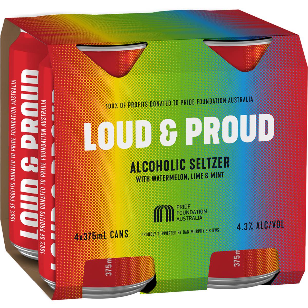 Loud & Proud Watermelon Lime & Mint Alcoholic Seltzer 375ml X4 Pack ...