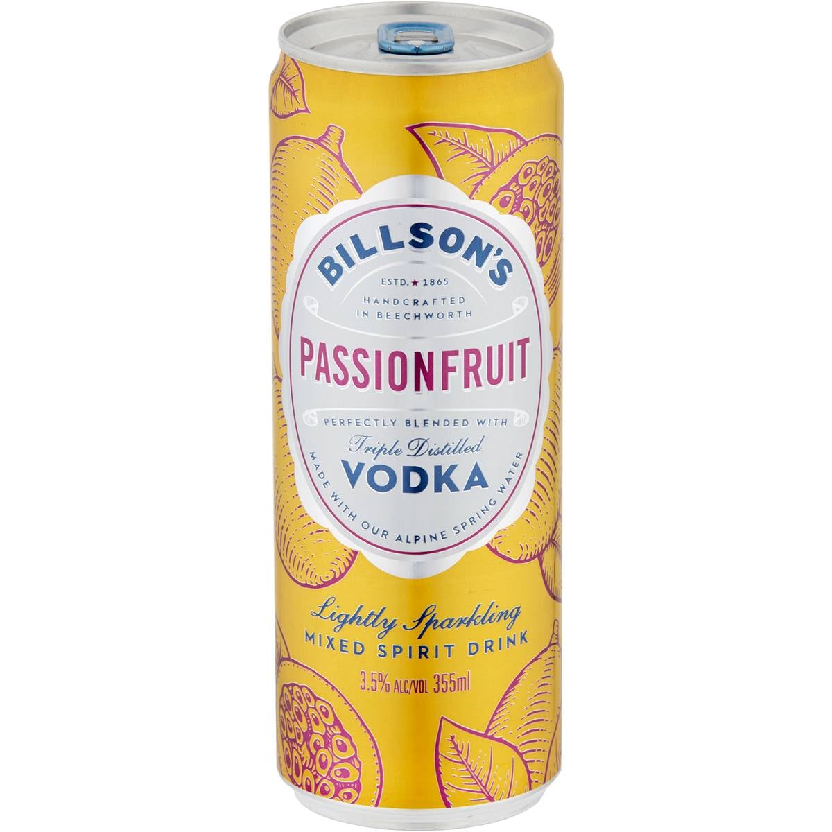 Billson's Vodka With Passionfruit Cans 355ml X4 Pack | Woolworths