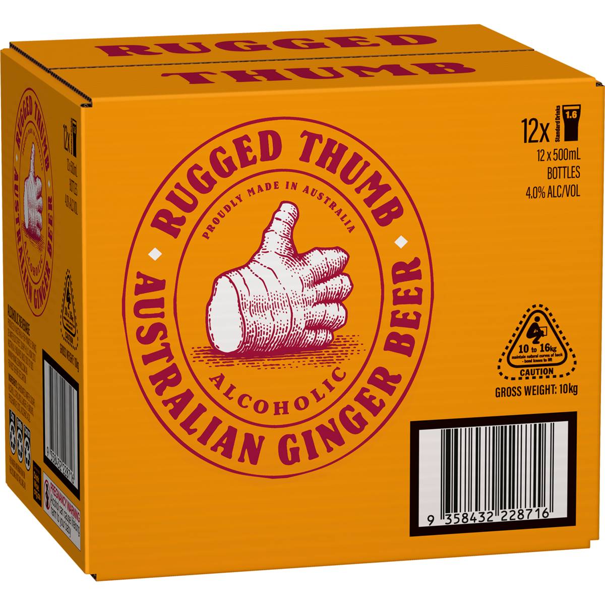 Rugged Thumb Ginger Beer Bottles 500ml X 12 Case | Woolworths