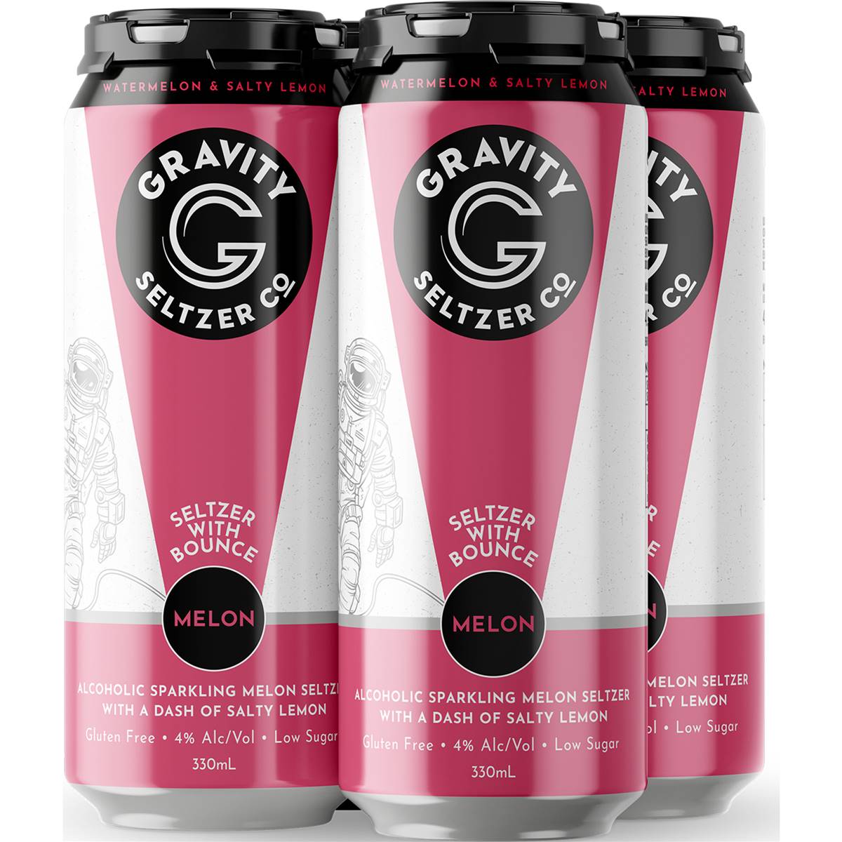 Gravity Seltzer Co Watermelon & Salty Lemon Seltzer Cans 330ml X4 Pack ...