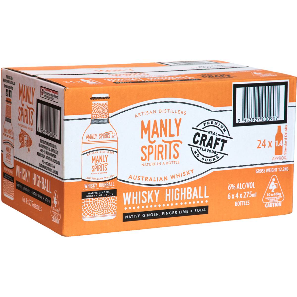Manly Spirits Whisky Highball Native Ginger, Finger Lime & Soda Bottles ...