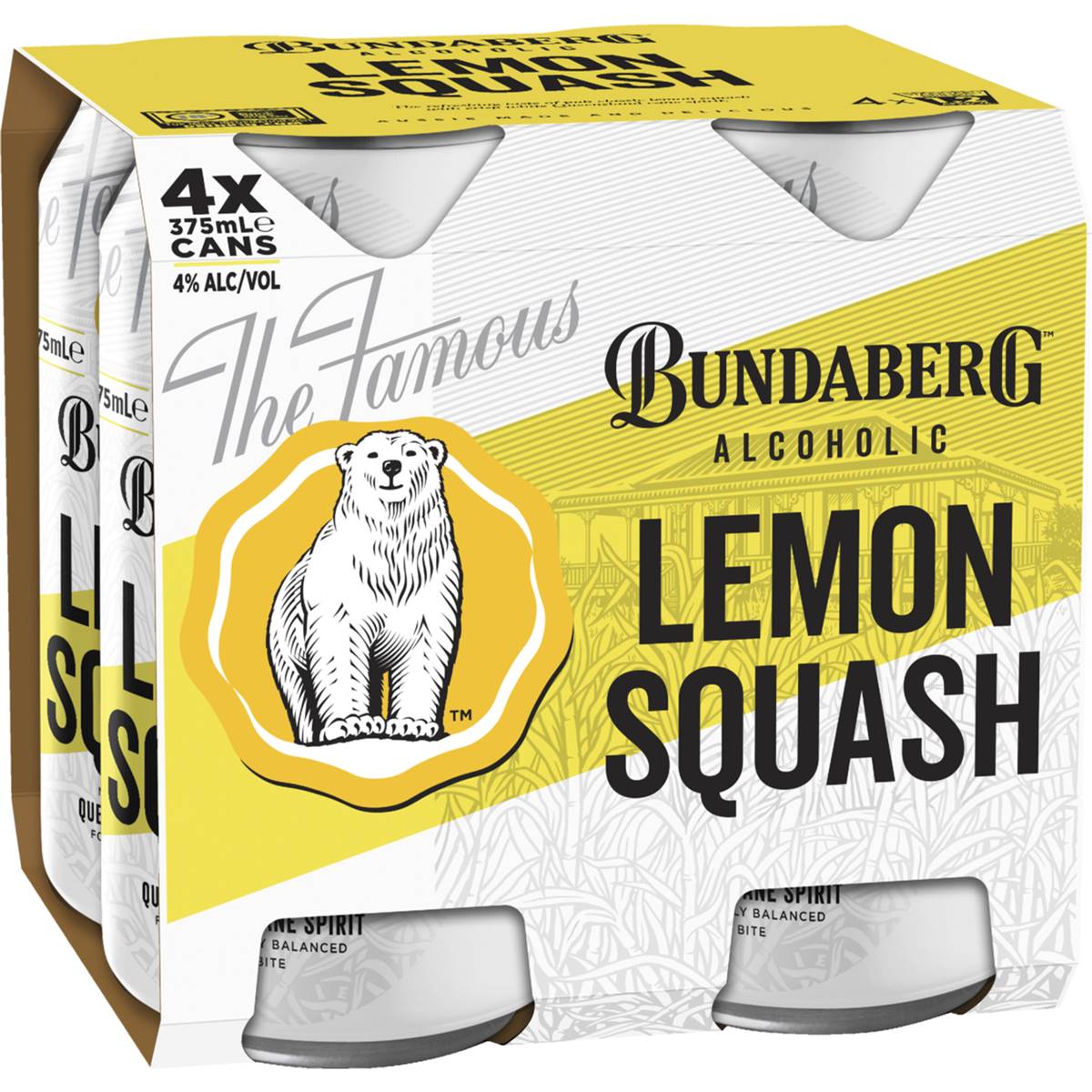 Bundaberg Alcoholic Lemon Squash Can 375ml X 4 Pack | Woolworths