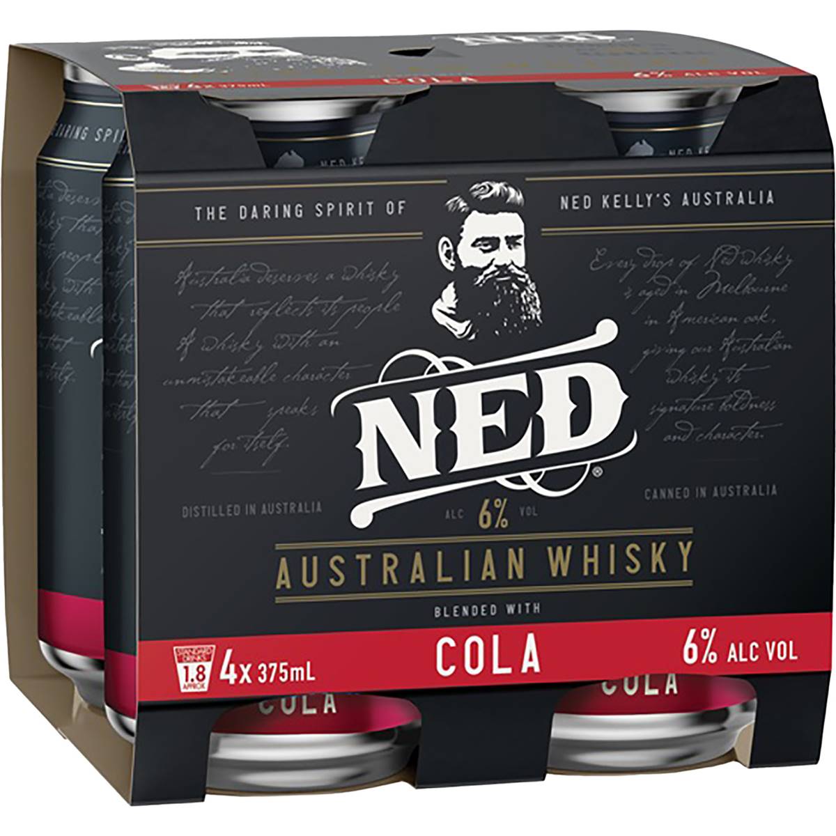 Ned Whisky & Cola Cans 375ml X 4 Pack | Woolworths