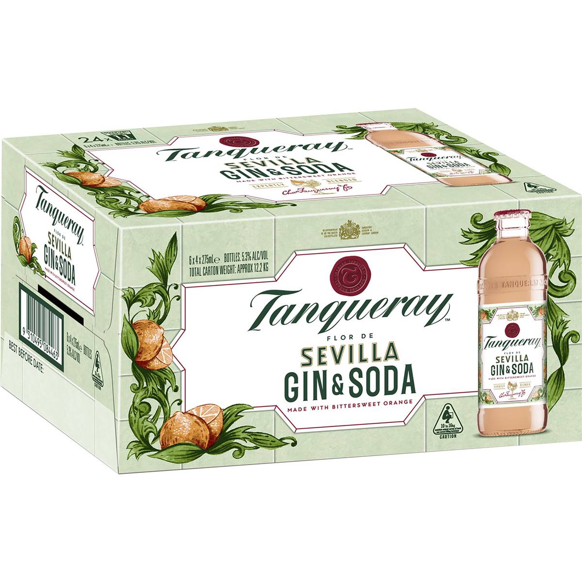 Tanqueray Sevilla Gin & Soda Bottles 275ml X24 Case | Woolworths