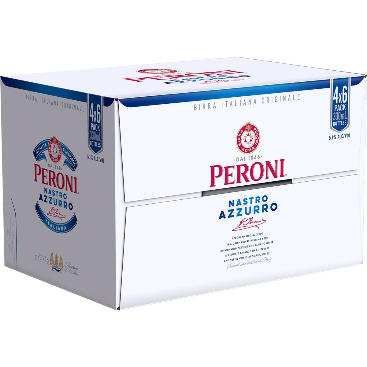 Peroni Nastro Azzurro Lager Bottles 330ml X 24 Case | Woolworths