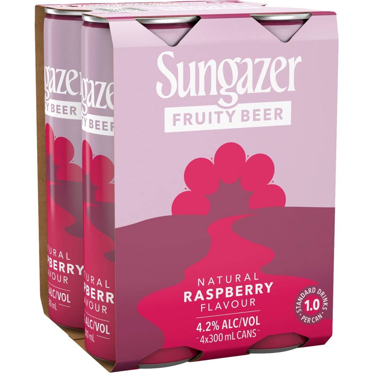 Sungazer Fruity Beer Natural Raspberry Flavour Can 300ml X 4 Pack ...