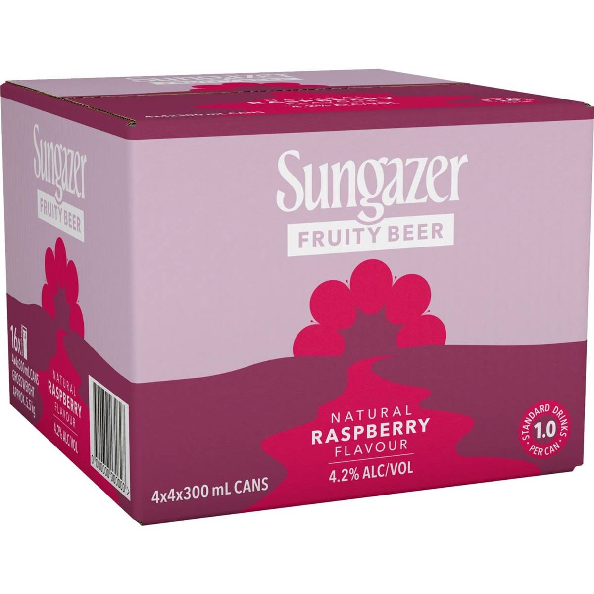 Sungazer Fruity Beer Natural Raspberry Flavour Can 300ml X 16 Case ...