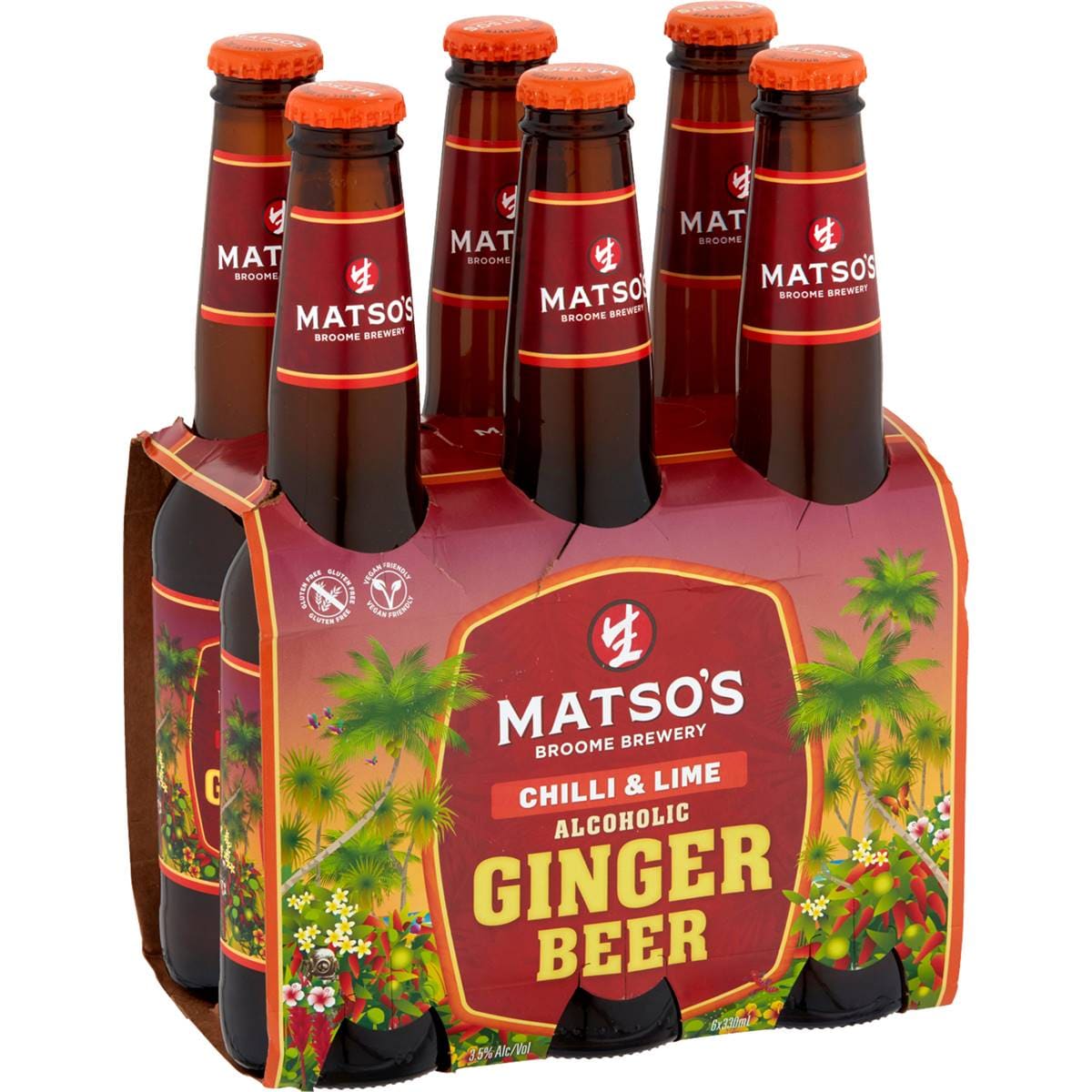 Matso's Chilli Lime Ginger Beer Bottle 330ml X 6 Pack | Woolworths