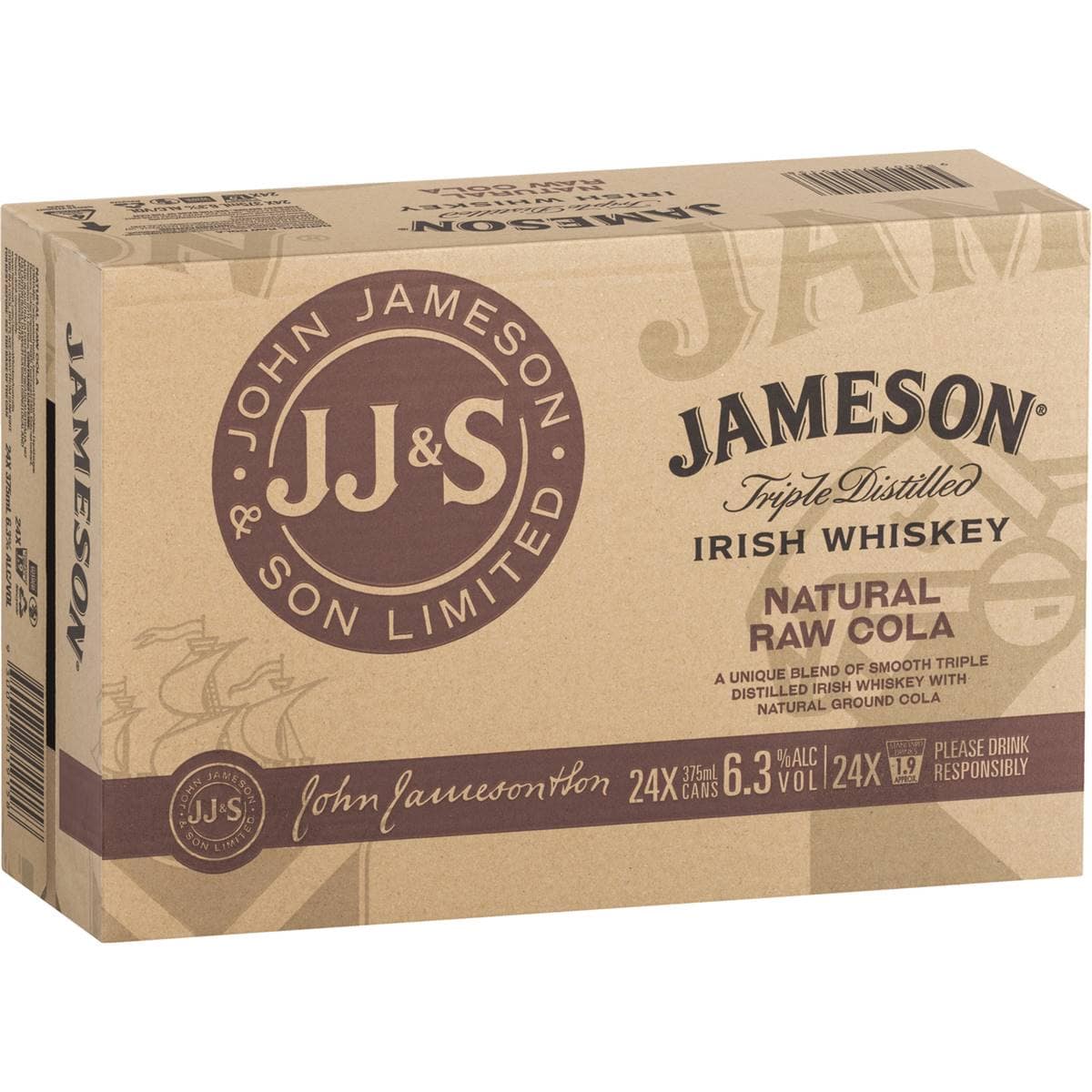Jameson Irish Whiskey & Natural Raw Cola Cans Carton 24x375ml | Woolworths