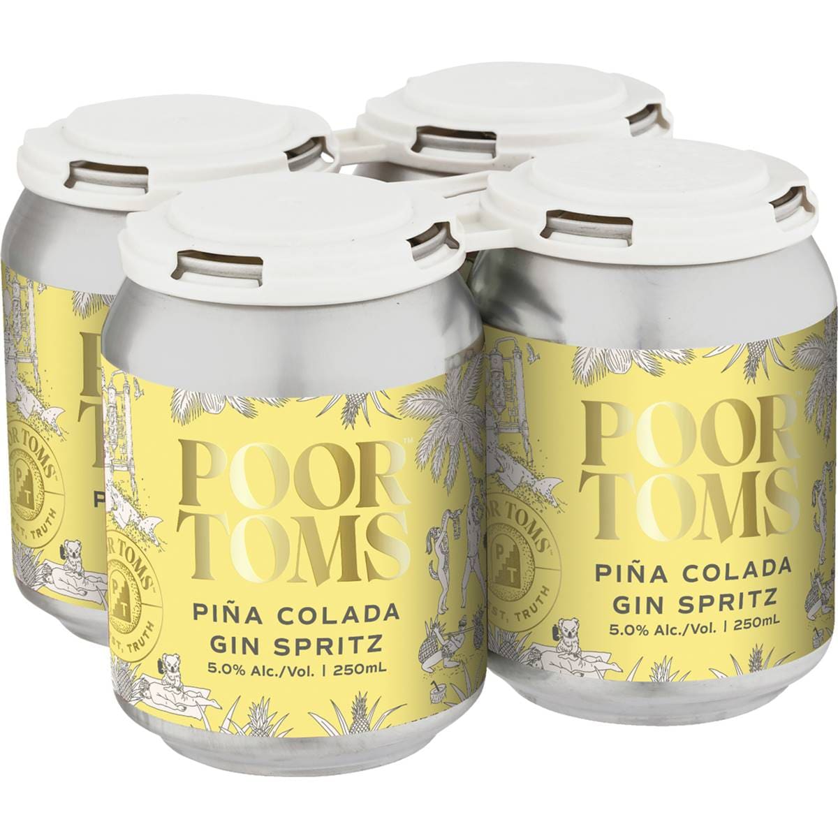 Poor Toms Pina Colada Gin Spritz Cans 250ml X 4 Pack | Woolworths