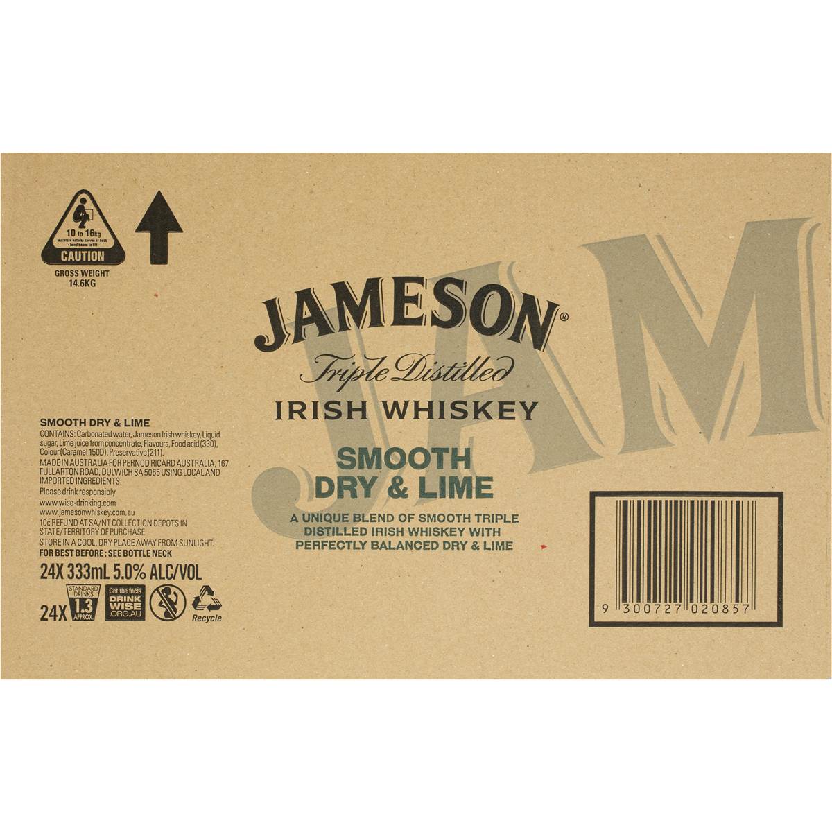 Jameson Smooth Dry & Lime 6x4x333ml | Woolworths