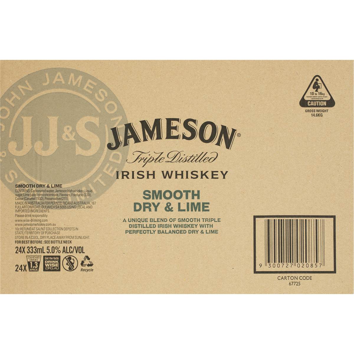 Jameson Smooth Dry & Lime 6x4x333ml | Woolworths