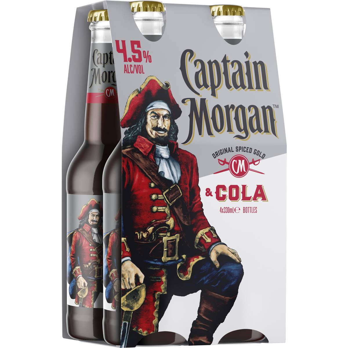 Captain Morgan Original Spiced Gold & Cola Bottles 4x330ml | Woolworths