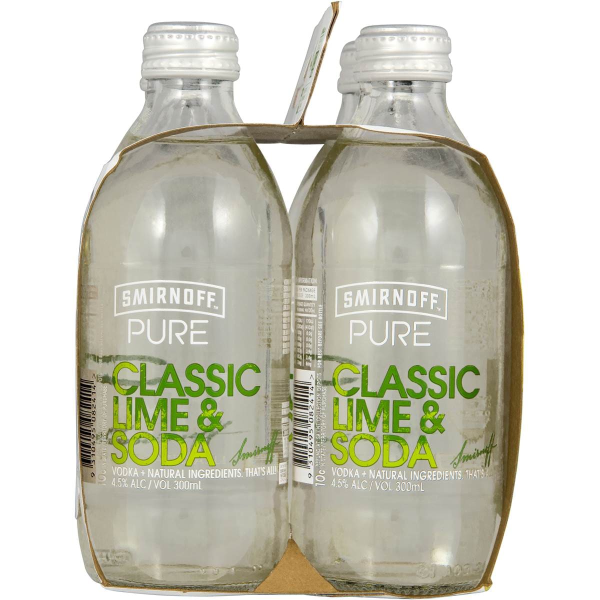 Smirnoff Pure Vodka Lime & Sodea 4x300ml | Woolworths