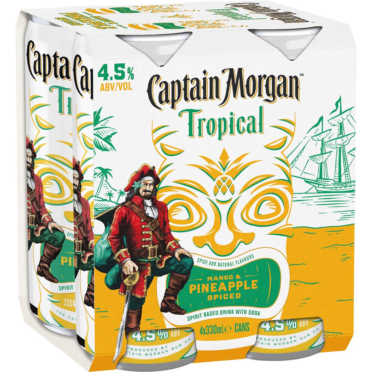 Captain Morgan Tropical Mango & Spiced Apple Cans 330ml X 4 Pack ...