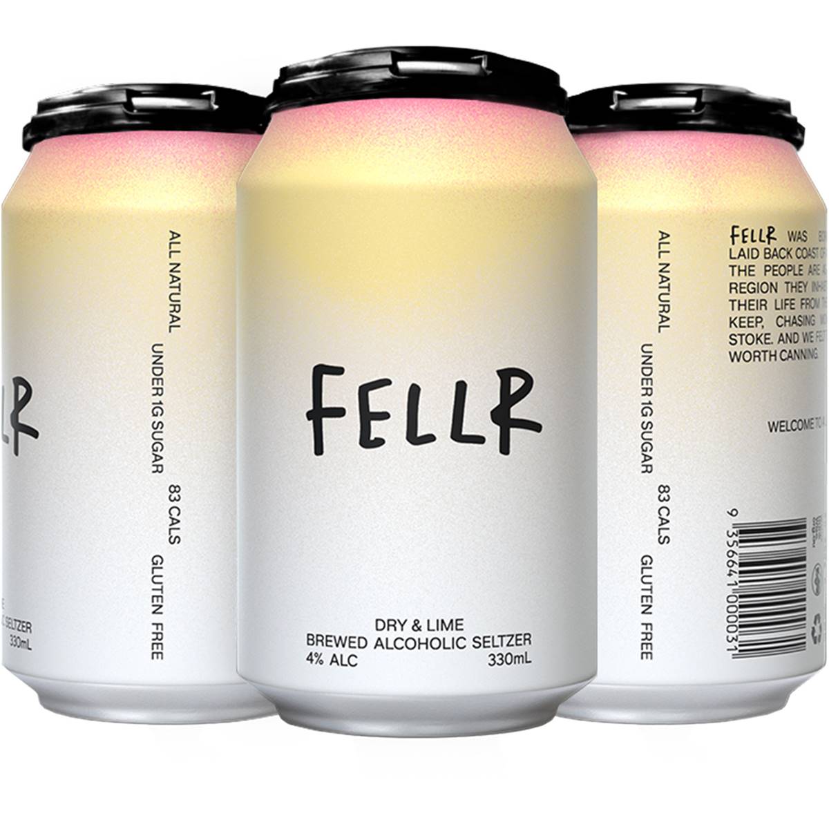 Fellr Dry & Lime Brewed Alcoholic Seltzer Cans 330ml X4 Pack | Woolworths