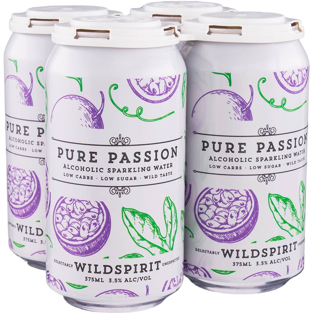 Wildspirit Pure Passion Alcoholic Sparkling Water Cans 375ml X4 Pack ...