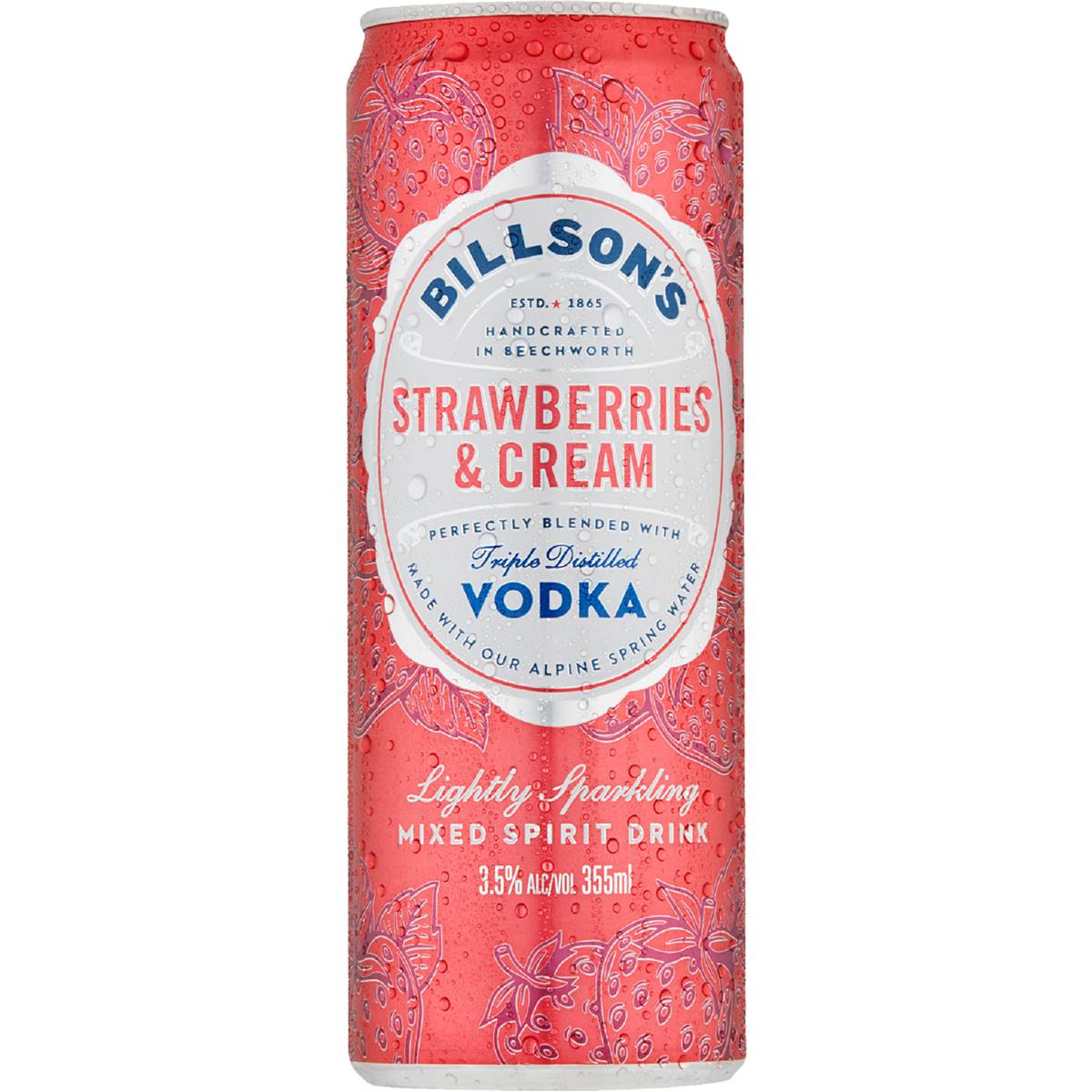 Billson's Vodka Strawberries & Cream Cans 355ml X24 Case | Woolworths