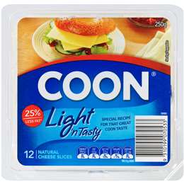 Coon Cheese Slices Tasty Light 250g | Woolworths