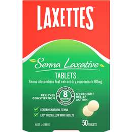 Laxettes Senna Laxative Tablets 50 Pack | Woolworths