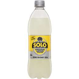 Solo Zero Sugar Original Lemon Soft Drink Bottle 600ml | Woolworths