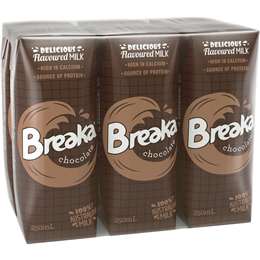 Breaka Chocolate Flavoured Milk 250ml X 6 Pack | Woolworths