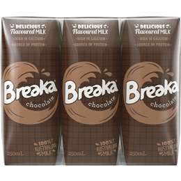 Breaka Chocolate Flavoured Milk 250ml X 6 Pack | Woolworths