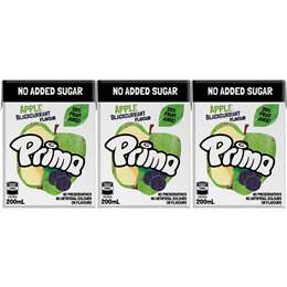 Prima No Added Sugar Drink Apple Blackcurrant 6 X200ml | Woolworths