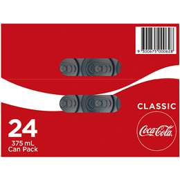 Coca-cola Classic Soft Drink Multipack Cans 375ml X24 Pack | Woolworths
