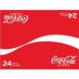 Coca - Cola Classic Soft Drink Multipack Cans 375ml X 24 Pack | Woolworths