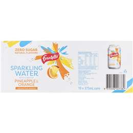Frantelle Sparkling Water Pineapple & Orange Multipack Cans 375ml X 10 ...