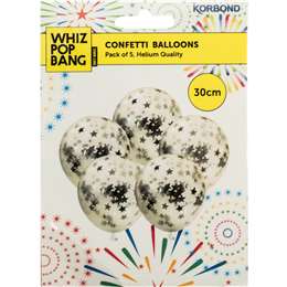 Korbond Stars Confetti Balloons Assorted 5 Pack | Woolworths
