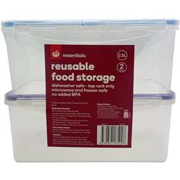 Essentials Reusable 2.5l Containers 2 Pack | Woolworths